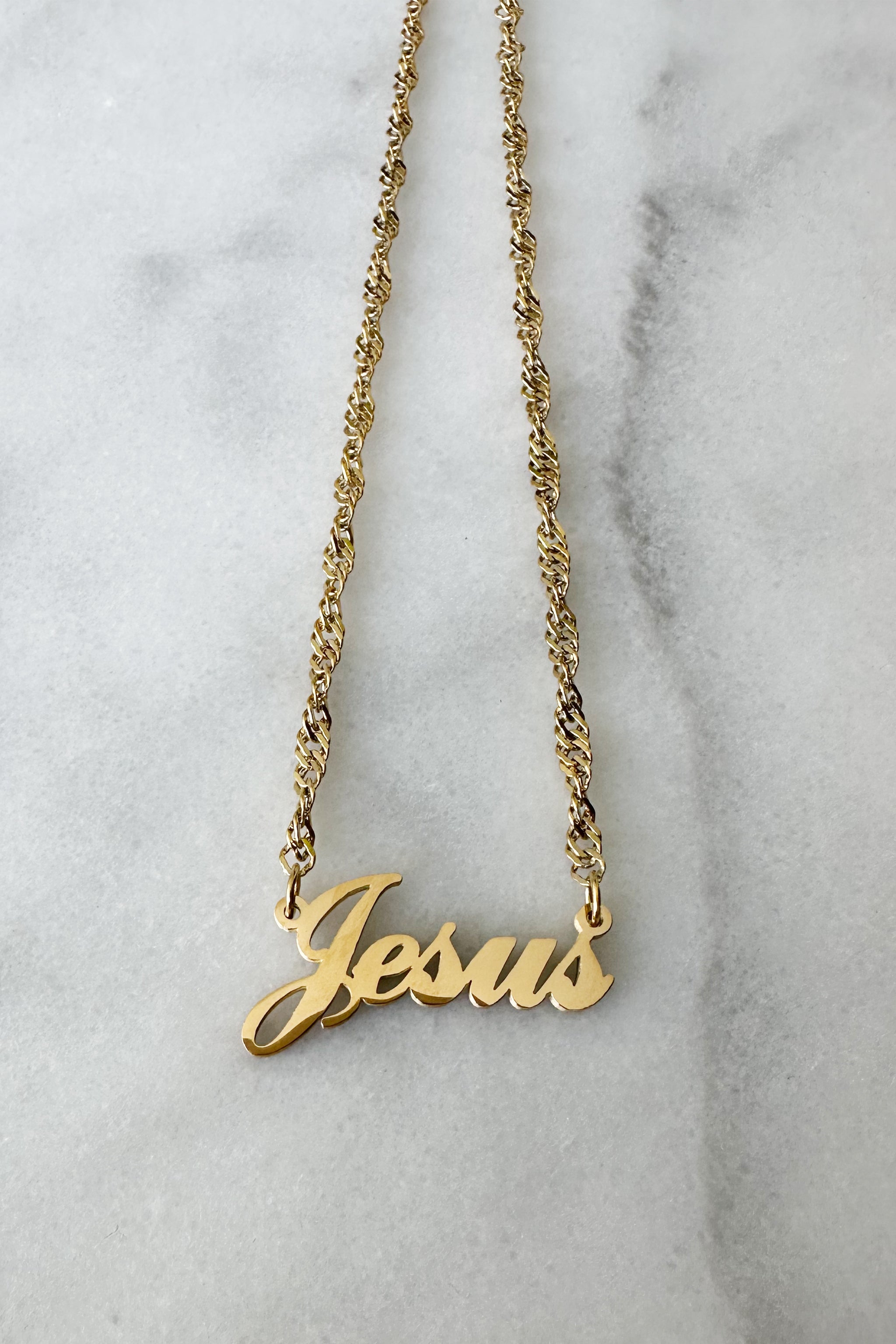 "JESUS" scroll necklace – Jesus Studio